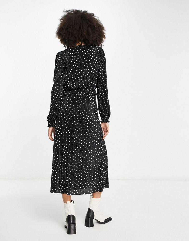 ASOS DESIGN plisse wrap midi dress in mono spot 价格¥389 | 别样海外购