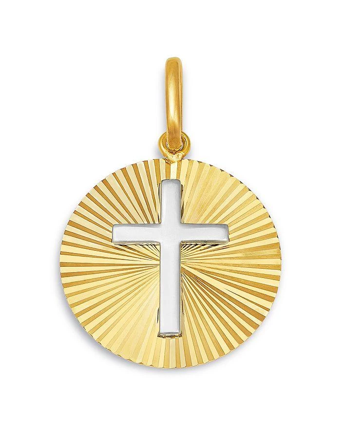 [Bloomingdale's Fine Collection]14K Yellow Gold & White Gold Cross Disc ...
