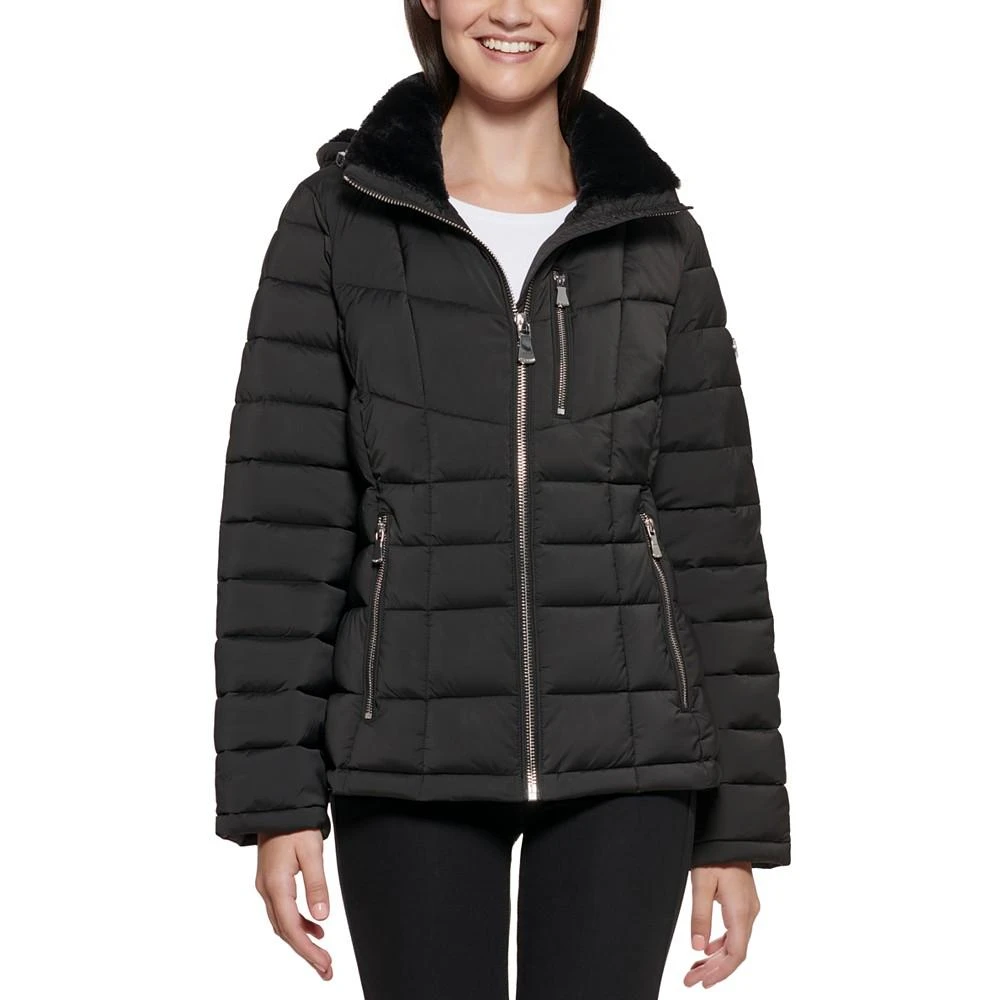 Calvin Klein Women's Faux-Fur-Trim Hooded Puffer Coat, Created for Macy's Women's Coats ...