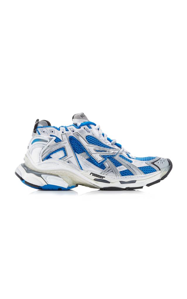 巴黎世家Balenciaga女款蓝色休闲鞋|Women's Runner Distressed Mesh and Rubber ...