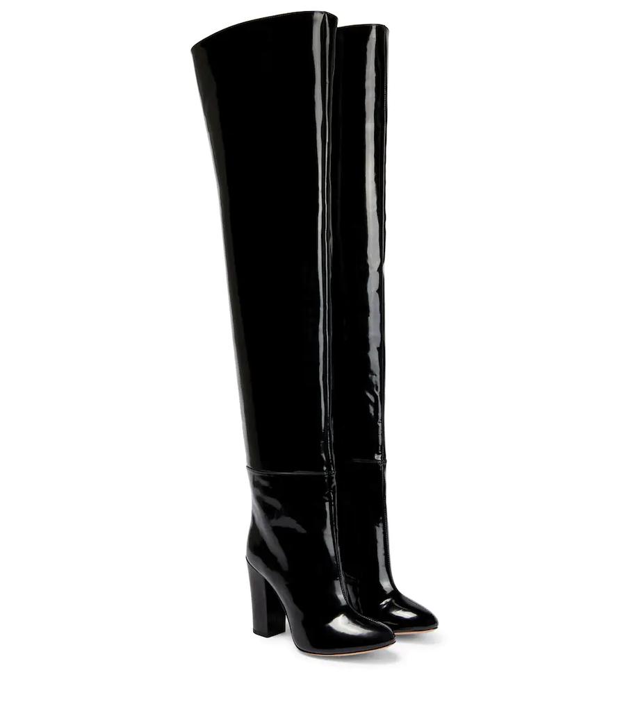 [Giambattista Valli]Suede-trimmed PVC knee-high boots 皮革, 人造革, 麂皮价格¥ ...