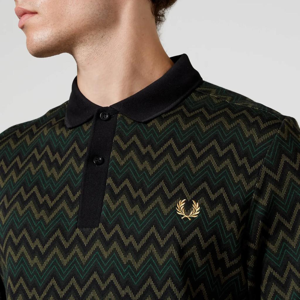 [Fred Perry]Fred Perry Jacquard Long Sleeve Cotton-Piqué Polo Shirt 价格¥ ...