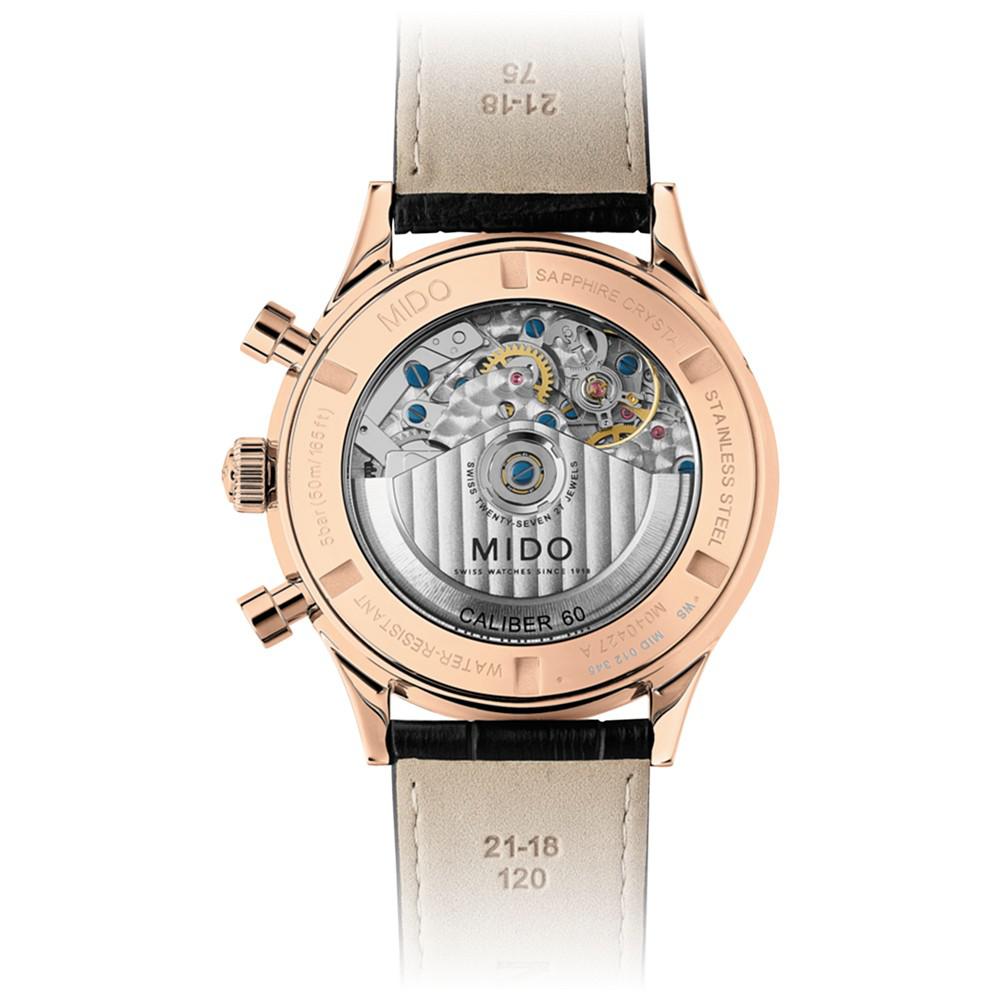 [MIDO]美度MIDO男款象牙色机械表|Men's Swiss Automatic Chronograph Multifort Black Leather Strap Watch 42mm ...